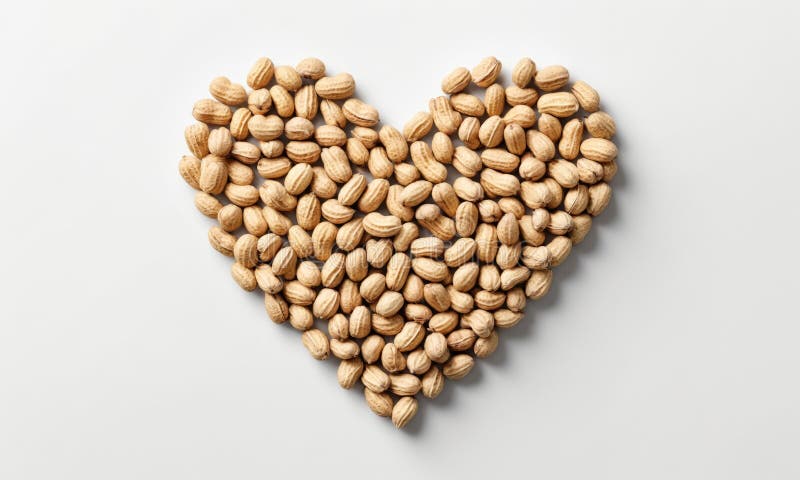 Peanuts Arranged in a Heart Shape on a White Background Stock ...