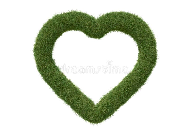 Heart Shape Frame Made of Grass, Isolated on White. Stock Image - Image ...