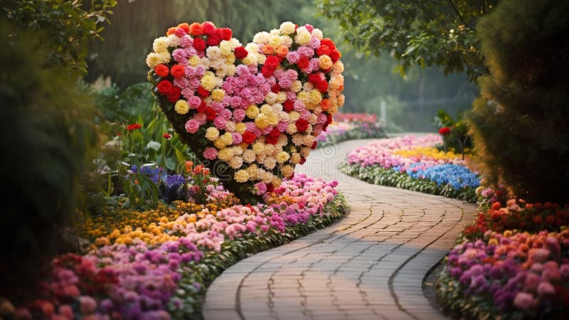 Heart Shape on a Garden Path Outdoor Stock Illustration - Illustration ...