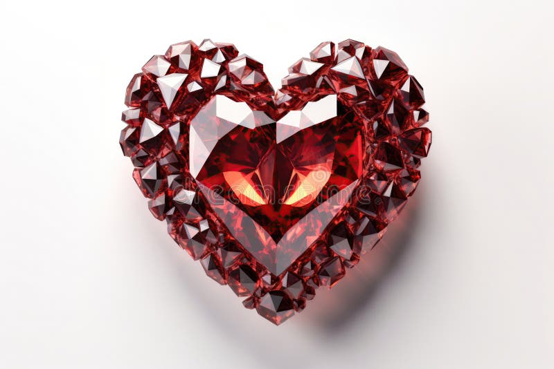 Heart Shape of Garnet Stone Fractal on White Background. Generative AI ...