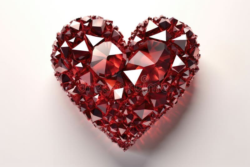 Heart Shape of Garnet Stone Fractal on White Background. Generative AI ...