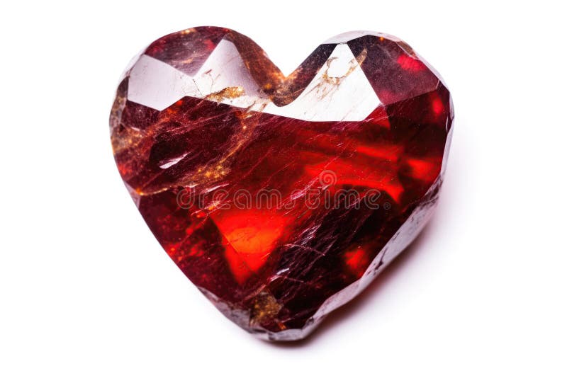 Heart Shape of Garnet on White Background. Generative AI Stock ...