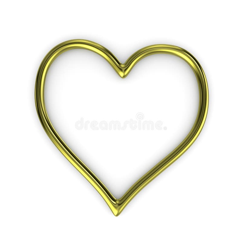 Heart Shape Gold Ring Frame Stock Illustration - Illustration of heart ...