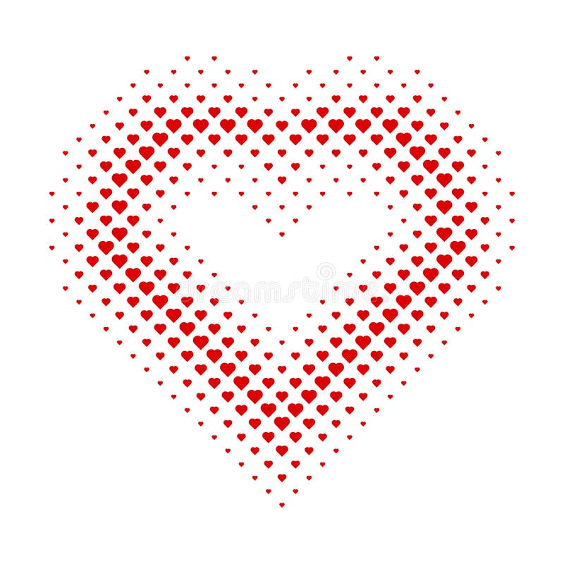 Heart Shape Halftone Dot Red Heart Pattern Stock Vector Illustration