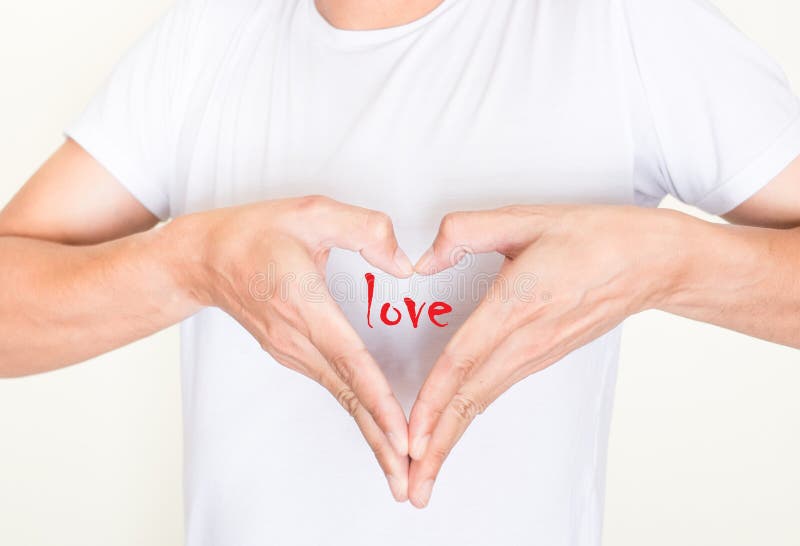 Heart Shape Hands on Left Side Chest with Love Inside Stock Photo ...