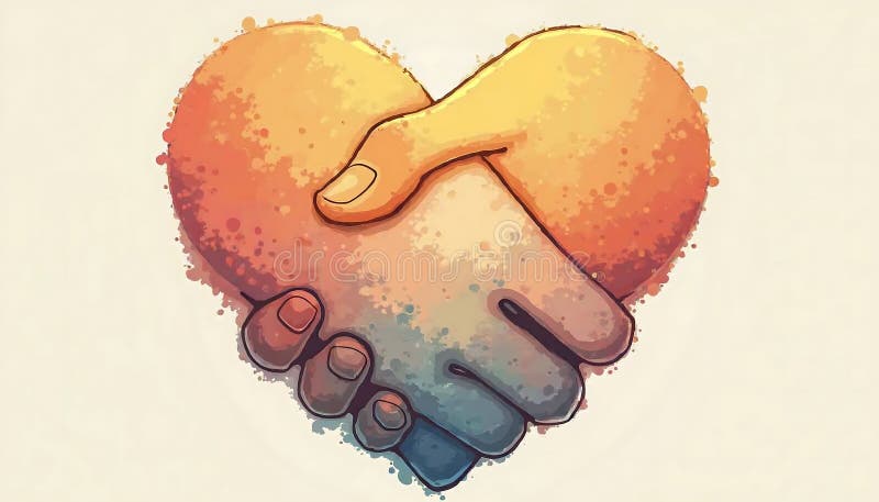 Heart Shape Handshake Unity Collaboration Illustration Stock ...