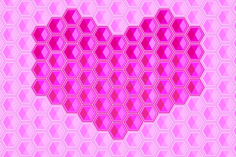 Heart and Hexagons-3D Rendered Virtual Scene Artwork Stock Illustration ...