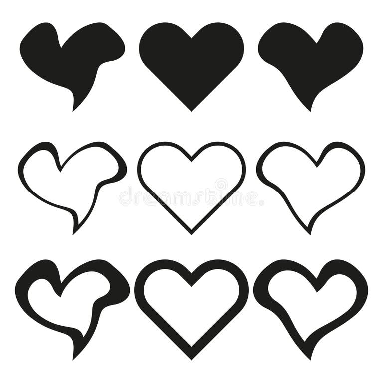 Heart Shape Icon. Love Symbol Collection. Diverse Heart Forms. Vector ...