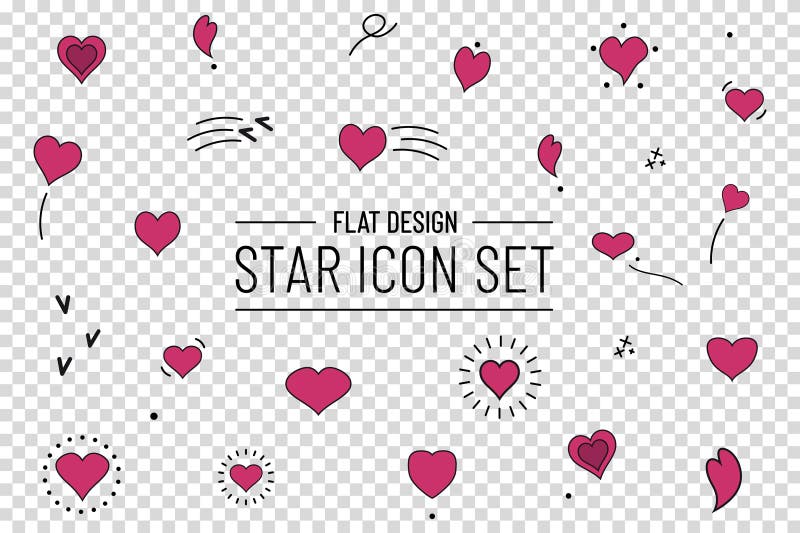 Heart Shape Icon Set - Different Vector Illustrations Isolated on ...