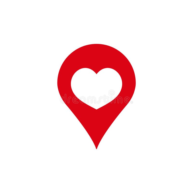 Heart Shape Inside Red Location Pin Symbolizing Love and Connection ...