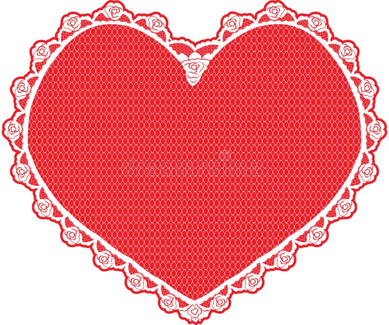 Red Lace Heart Doily on White Background Stock Vector - Illustration of ...