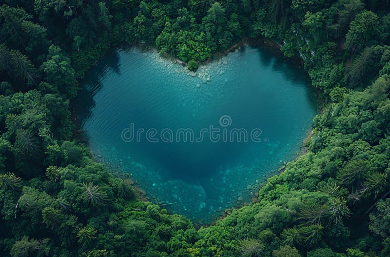Heart Shape Lake in Forest Clearing Creates Romantic Image Stock Image ...
