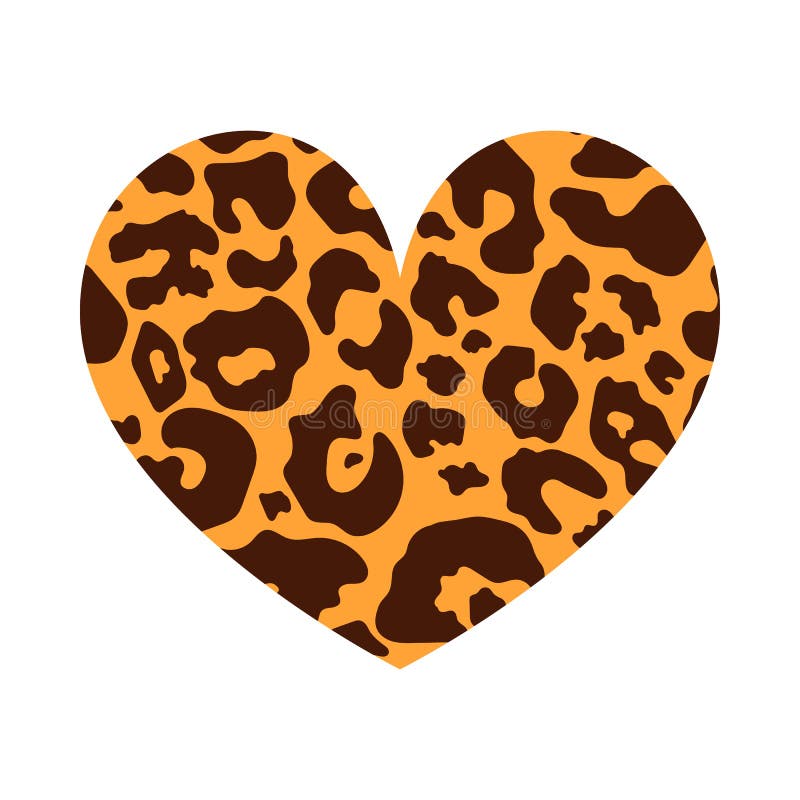 Heart Shape with Leopard Print Texture. Abstract Design Element with ...