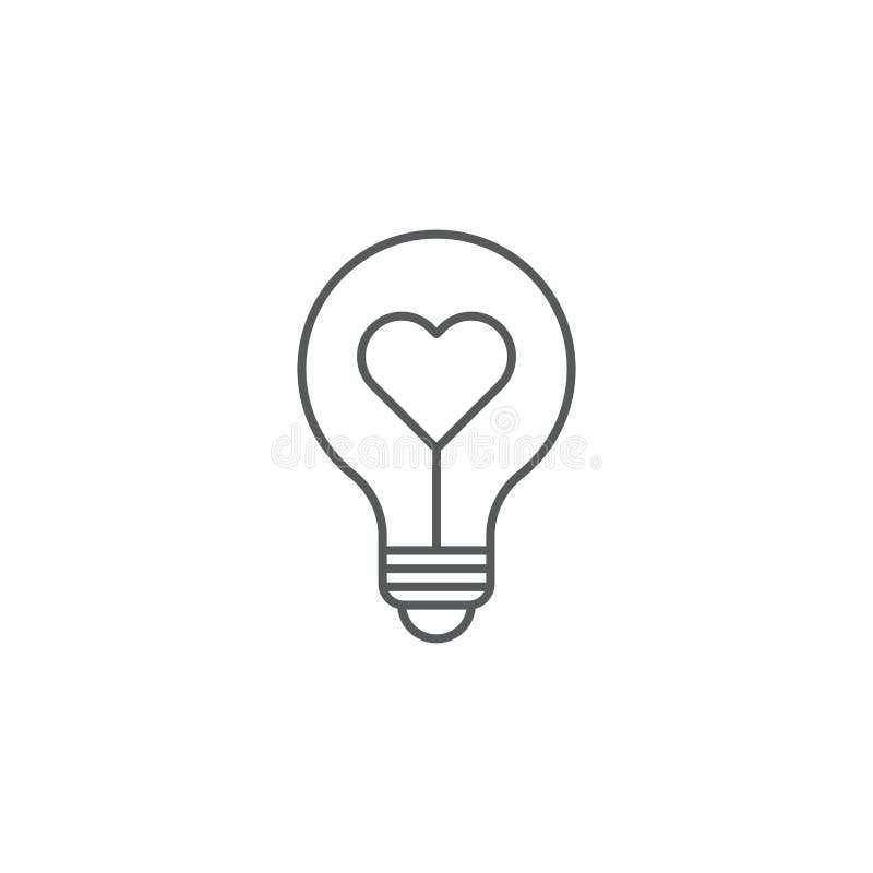 Heart Shape in a Light Bulb Vector Icon Concept, Isolated on White ...