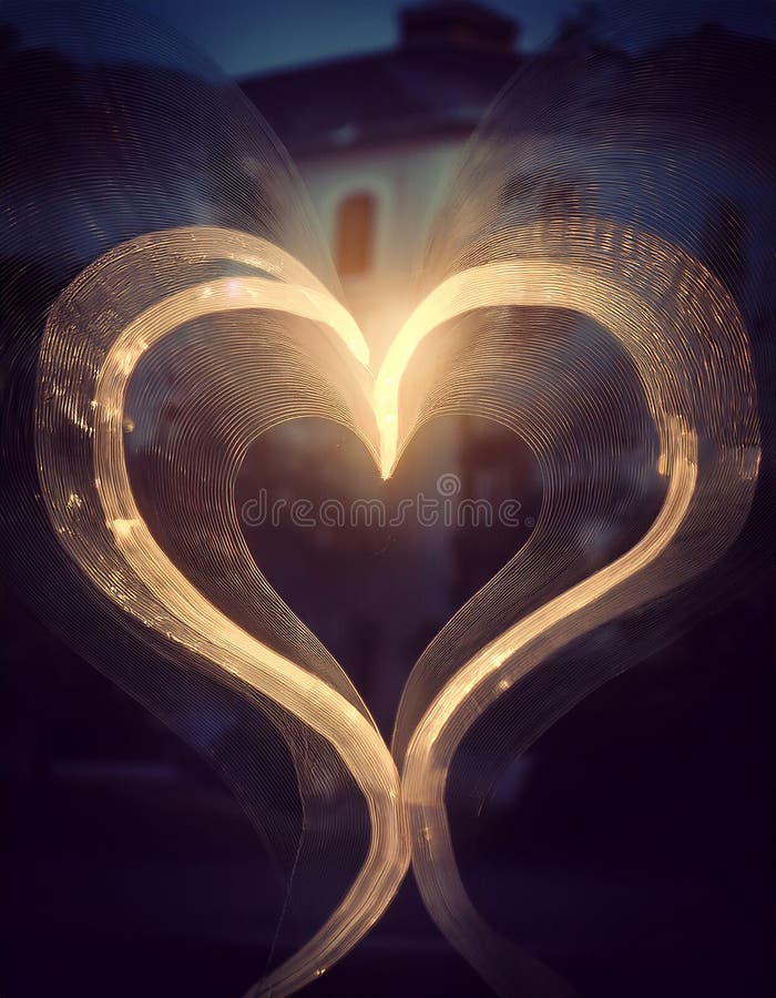 Heart Shape Light. Flowing Light Effect Form into Heart Shape Stock ...