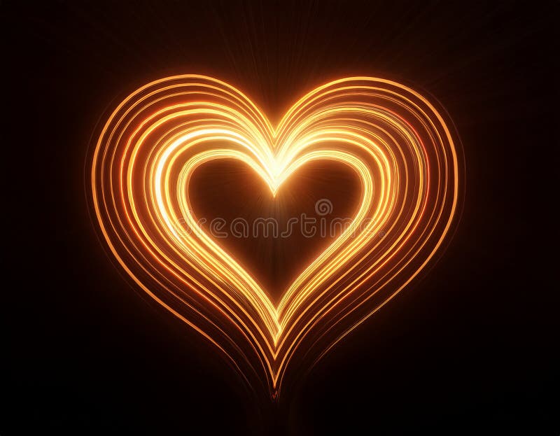 Heart Shape Light. Flowing Light Effect Form into Heart Shape Stock ...