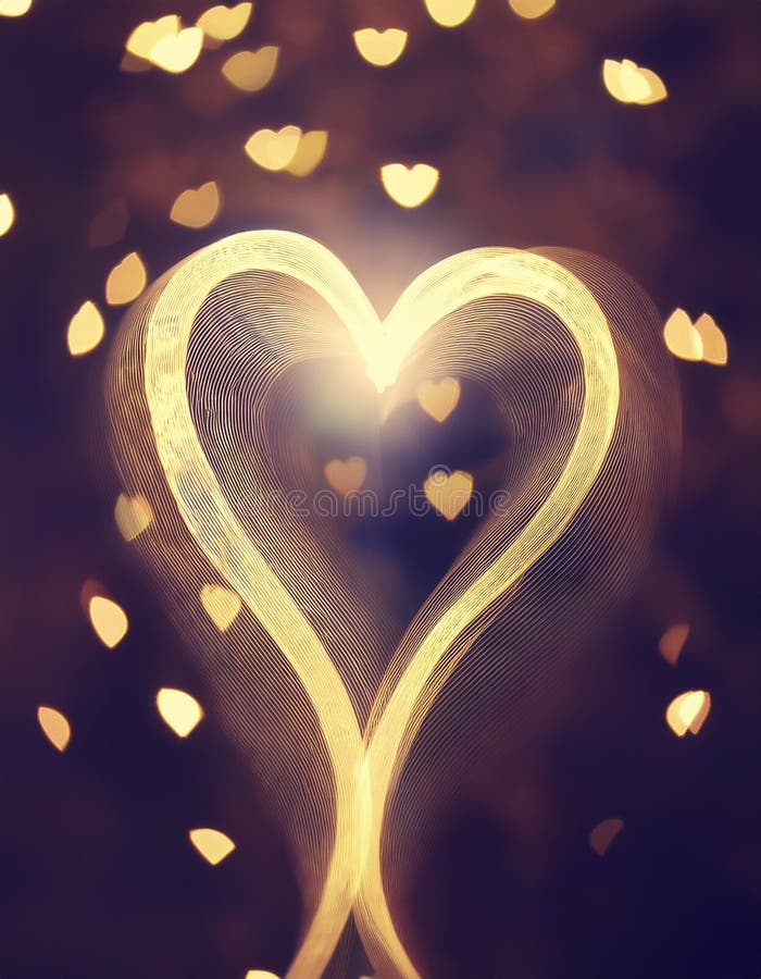 Heart Shape Light. Flowing Light Effect Form into Heart Shape Stock ...