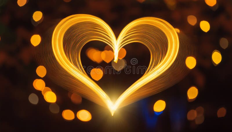 Heart Shape Light. Flowing Light Effect Form into Heart Shape Stock ...