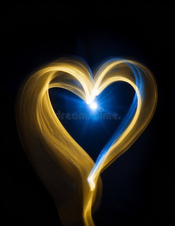 Heart Shape Light. Flowing Light Effect Form into Heart Shape Stock ...