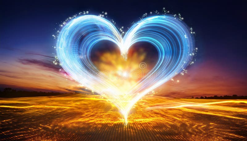 Heart Shape Light. Flowing Light Effect Form into Heart Shape Stock ...