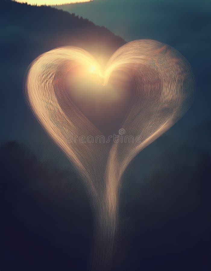 Heart Shape Light. Flowing Light Effect Form into Heart Shape Stock ...