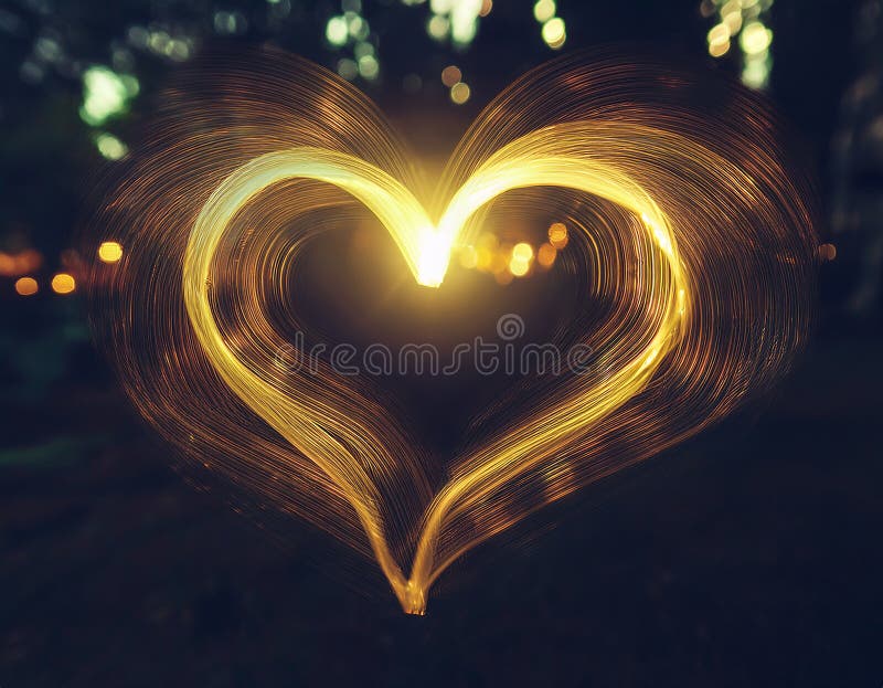 Heart Shape Light. Flowing Light Effect Form into Heart Shape Stock ...