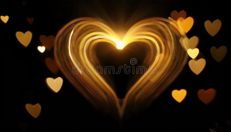 Heart Shape Light. Flowing Light Effect Form into Heart Shape Stock ...