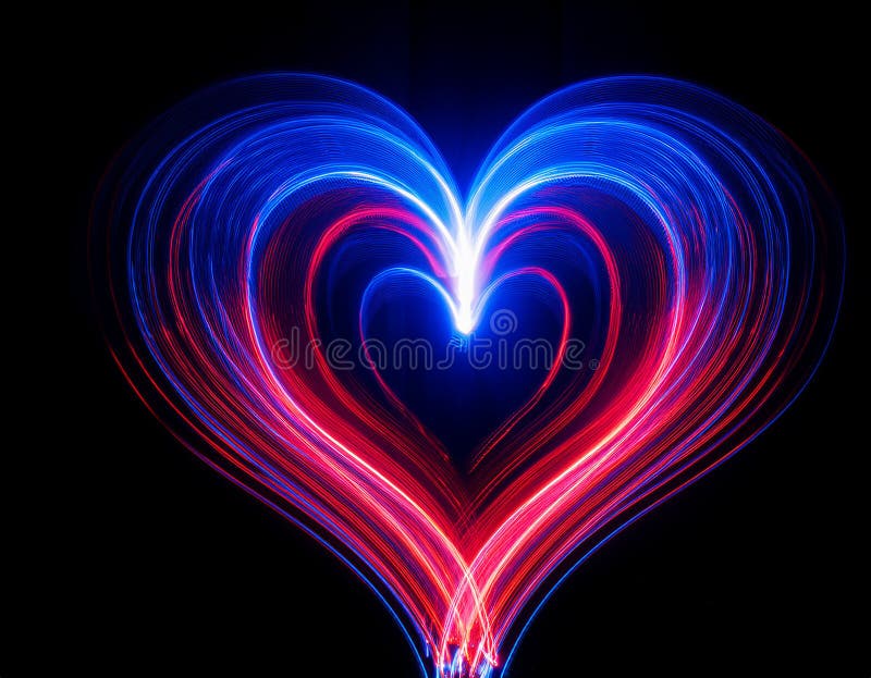Heart Shape Light. Flowing Light Effect Form into Heart Shape Stock ...