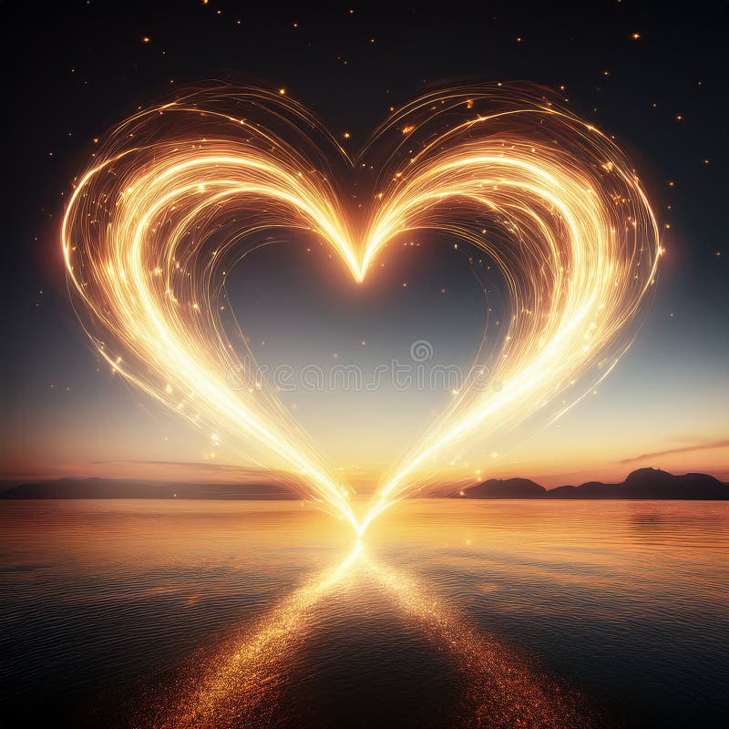Heart Shape Light. Flowing Light Effect Form into Heart Shape Stock ...