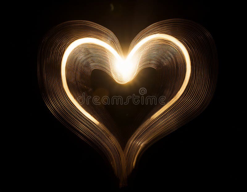 Heart Shape Light. Flowing Light Effect Form into Heart Shape Stock ...