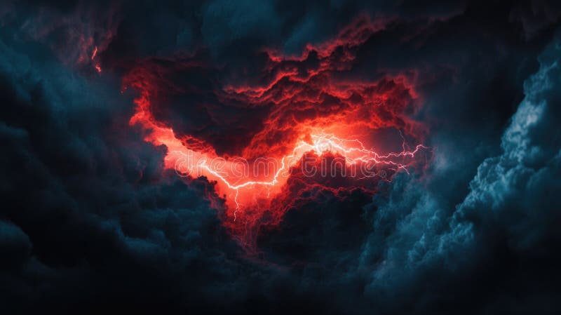 Heart Shape Lightning Bolt stock photo. Image of drama - 378729084