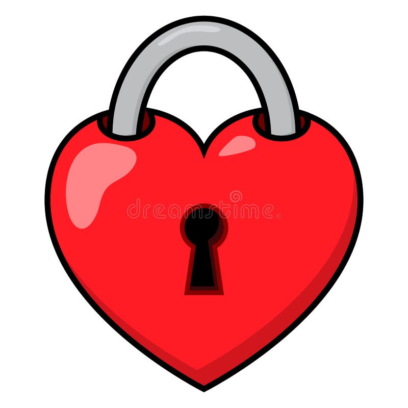 Heart Shape Lock Icon. Vector Cartoon Illustration Isolated on White ...