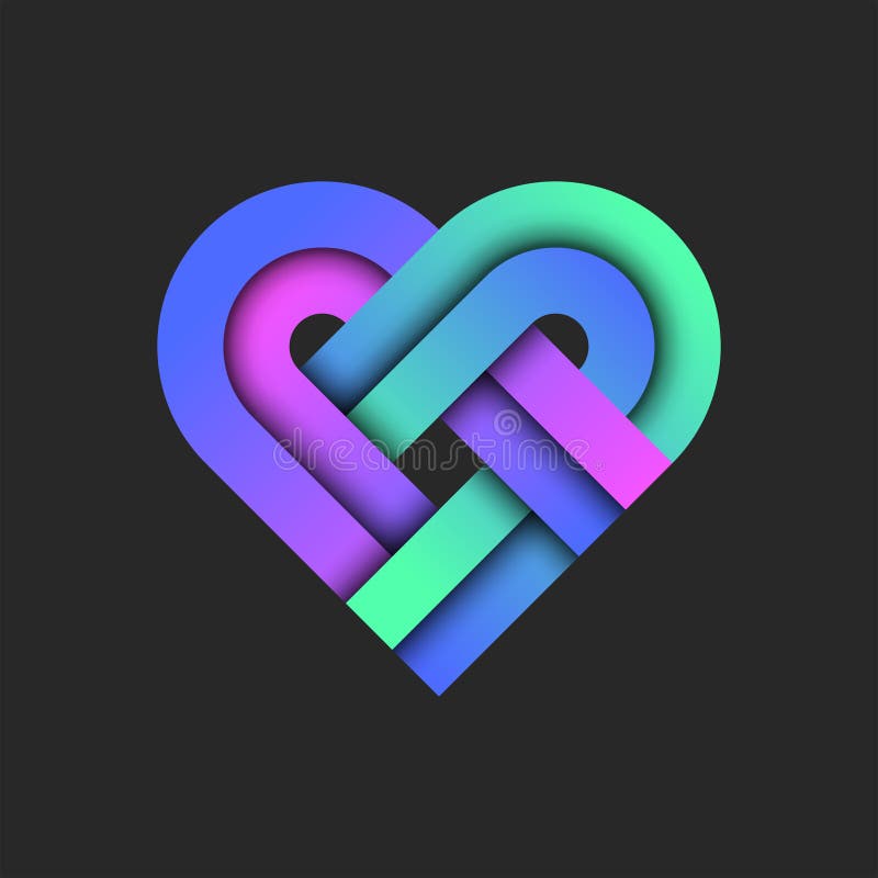 Heart Shape Logo from Vibrant Gradient, Intersection Rounded Stripes ...