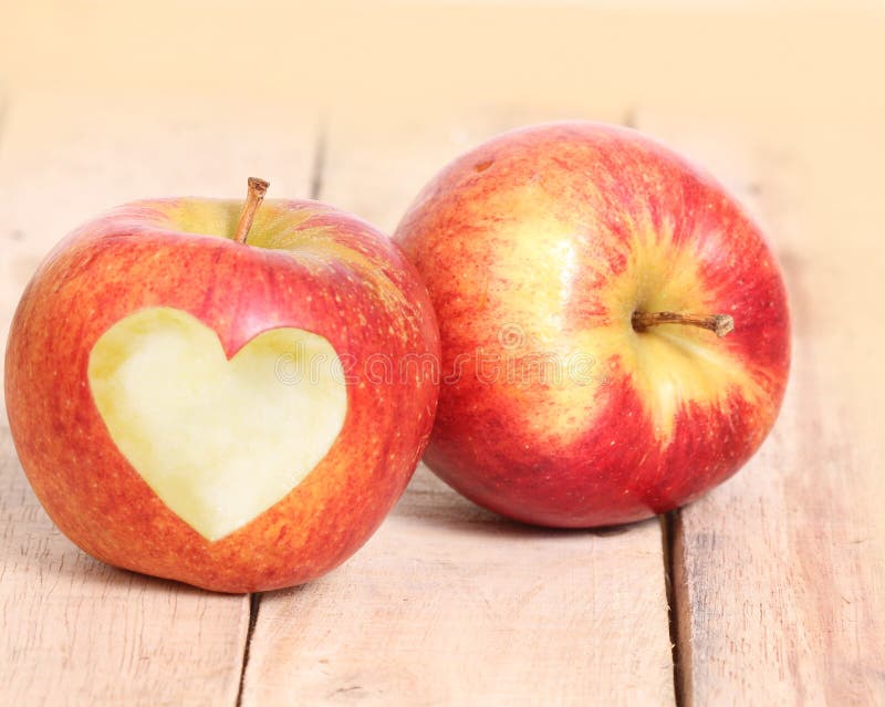 Apple With Heart Shape On White Background Stock Image - Image of lunch ...