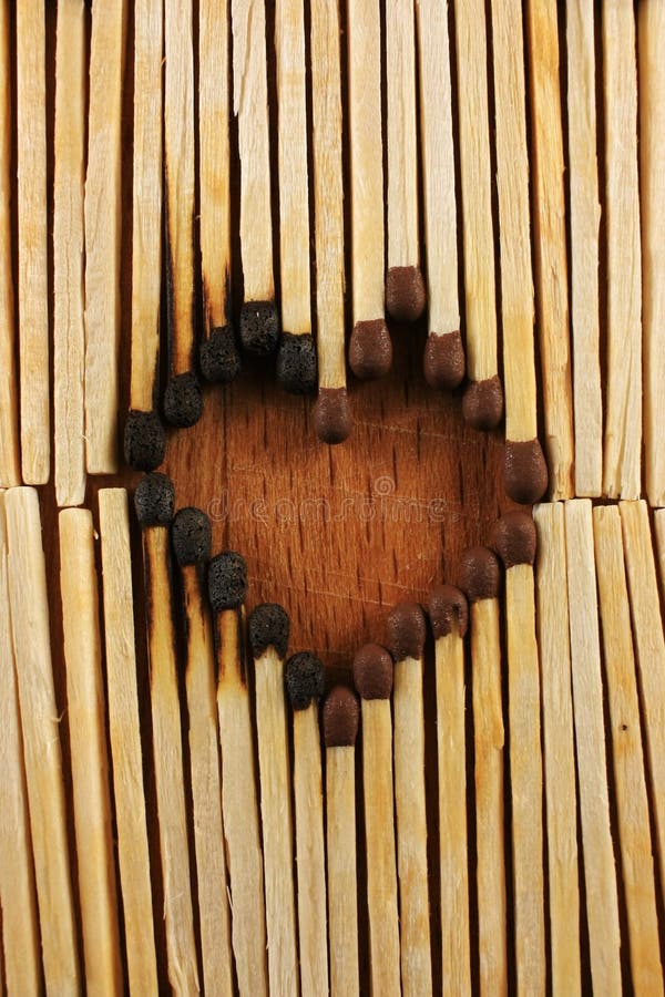 The Figure of the Heart, Lined with Burnt Matches Stock Photo - Image ...