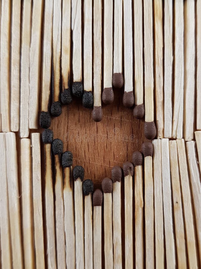 The Figure of the Heart, Lined with Burnt Matches Stock Photo - Image ...