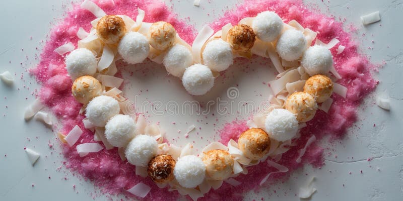 Heart Shape Made with Coconut Balls and Pink Sugar Stock Photo - Image ...