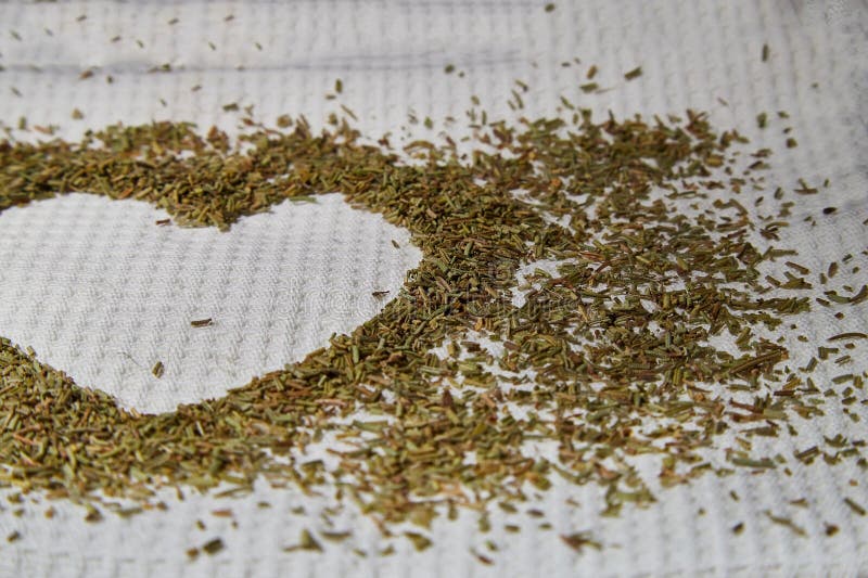 Heart Shape Made of Dried Herbs on a Textured Cloth Stock Image - Image ...