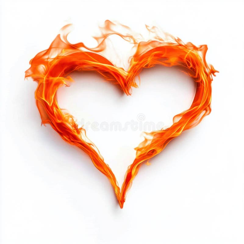 Heart Shape Made of Flames on White Background. Generative Ai Stock ...