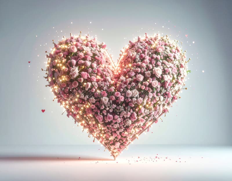 Heart Shape Made of Glowing Red Particles Stock Illustration ...