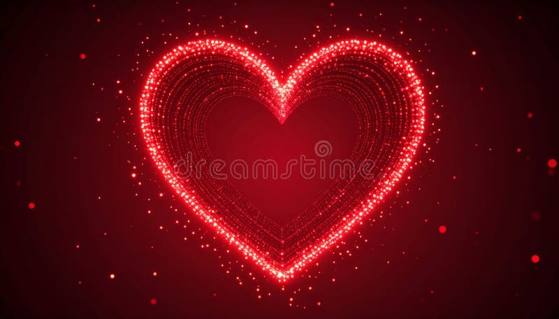 Heart Shape Made of Glowing Red Particles Stock Illustration ...