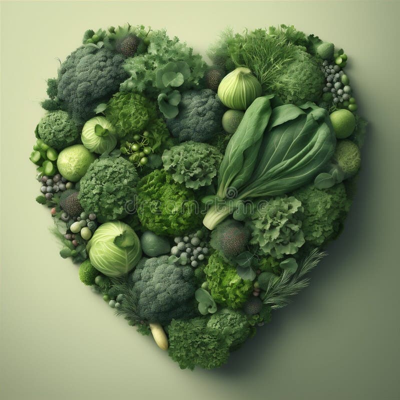 Heart Shape Made of Green Vegetables. Healthy Eating Concept Stock ...