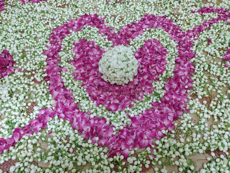 Heart Shape Made with Jasmine and Rose Petals Combination Stock Image ...