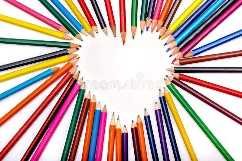 Heart Shape Made Out of Pencils on White Background Stock Photo - Image ...