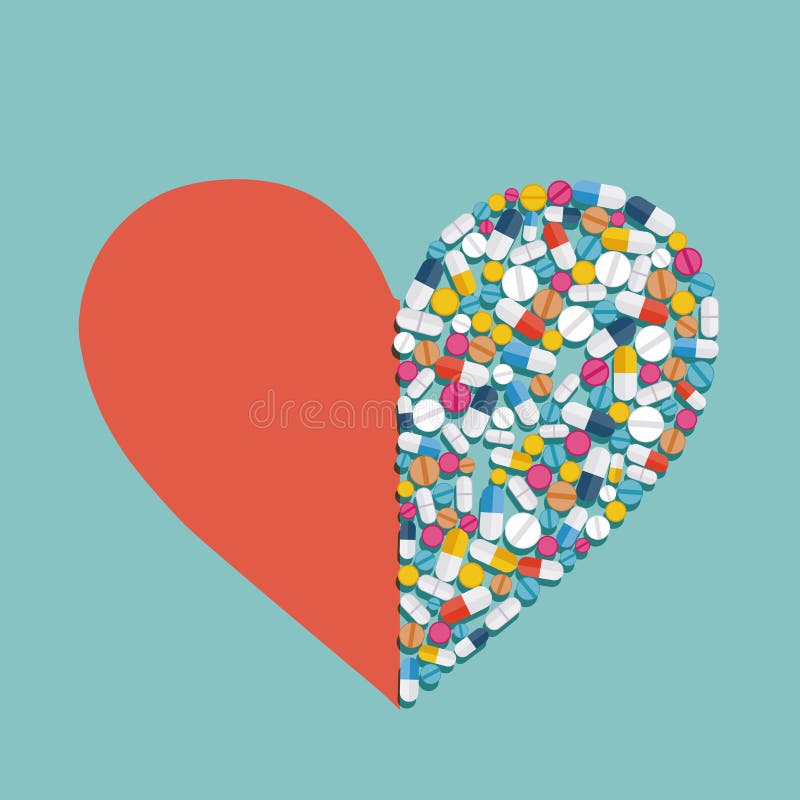 Heart Shape Made from Pills and Medicines Stock Vector - Illustration ...
