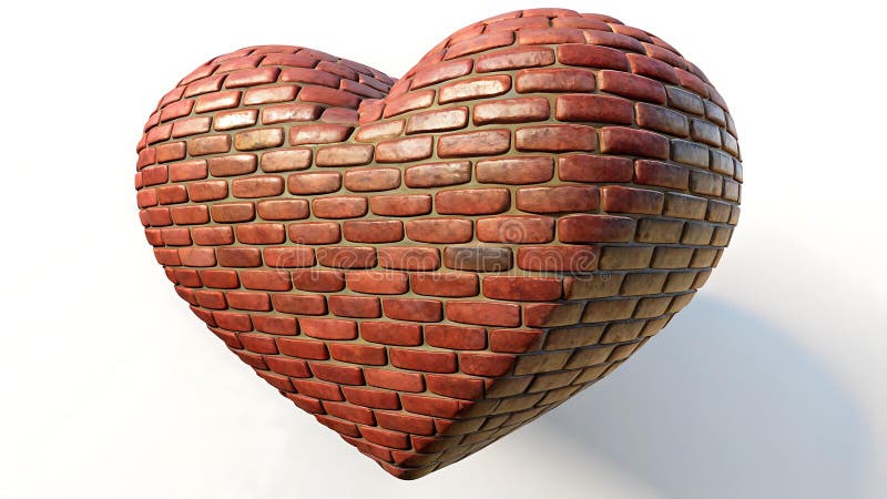 Heart Shape Made Red Bricks Sturdy Wall Texture Solid Love Construction ...