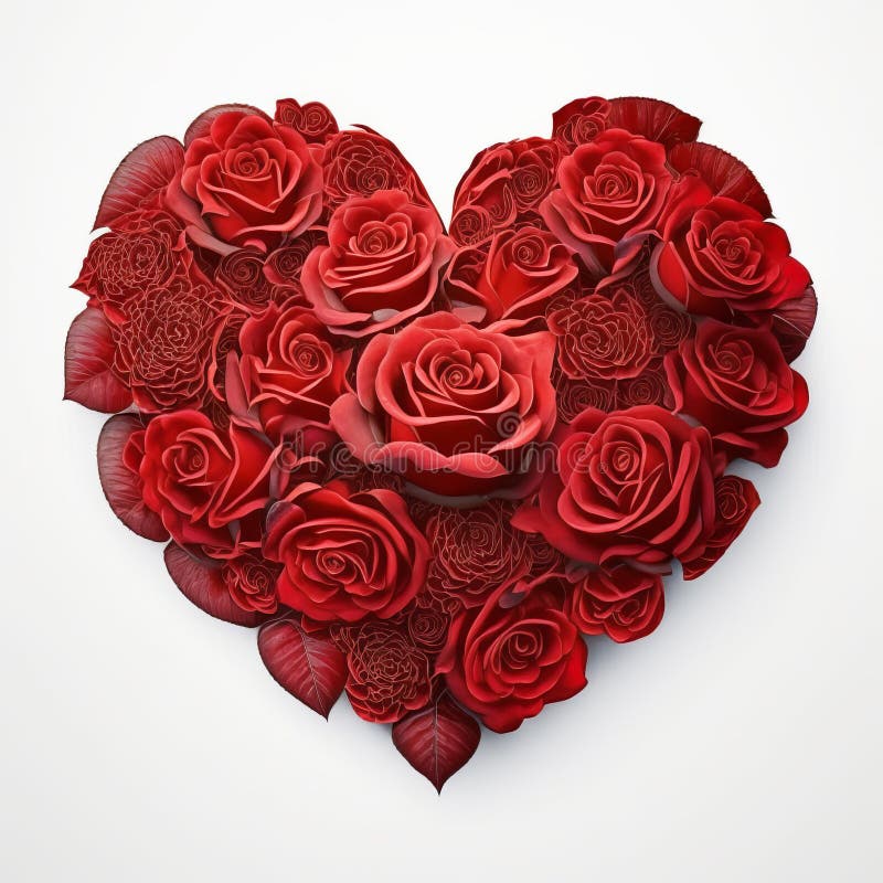 Heart Shape Made from Red Roses. Valentines Day Stock Illustration ...