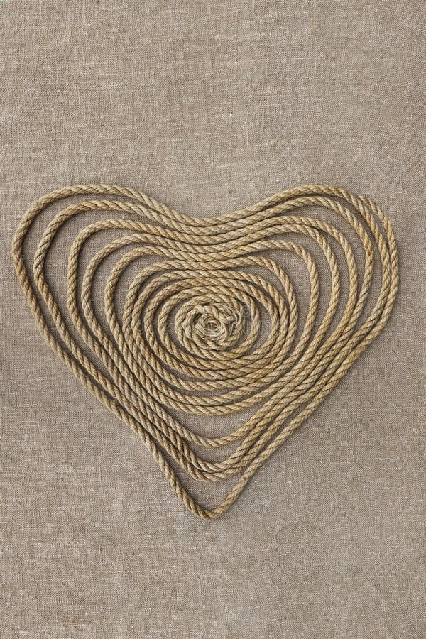Heart Shape Made of Rope on Burlap. Stock Image - Image of craft, heart ...