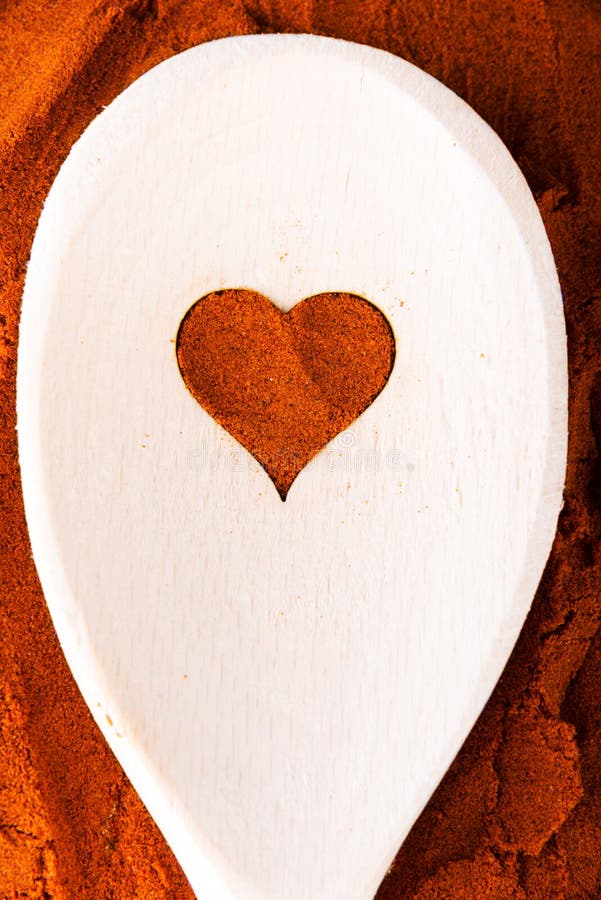 Heart Shape Made from Spice on a Wooden Spoon. Stock Photo - Image of ...