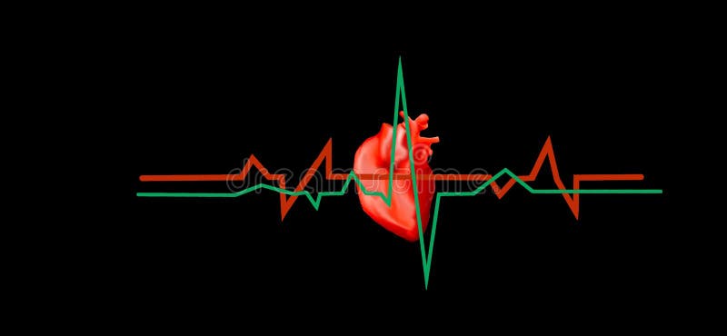 Heart Wave Pattern on Black Background. Stock Illustration ...